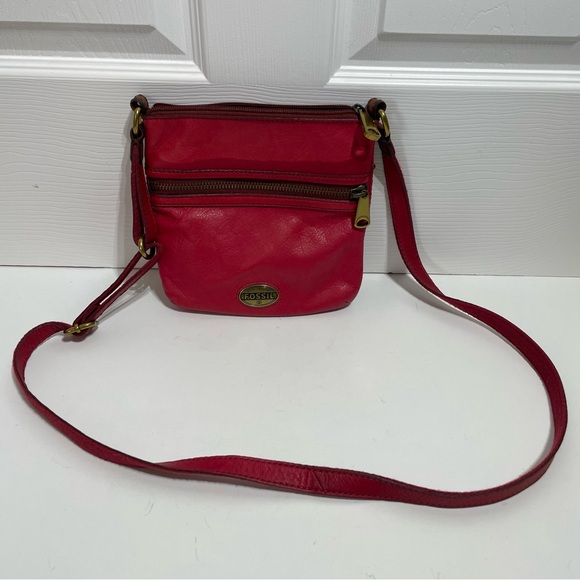 Fossil | Bags | Fossil Mini Crossbody Explorer Bag Red Leather | Poshmark